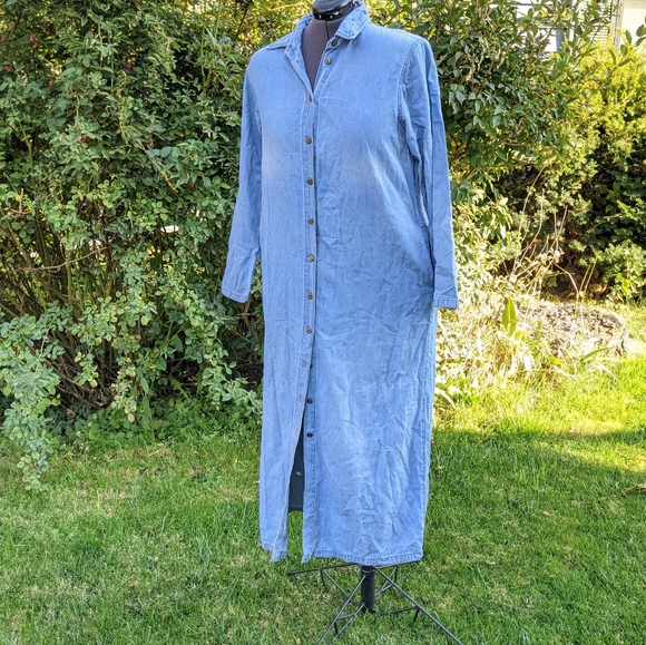 Vintage | Dresses | Vintage Cmc Color Me Cotton Long Chambray Shirt ...